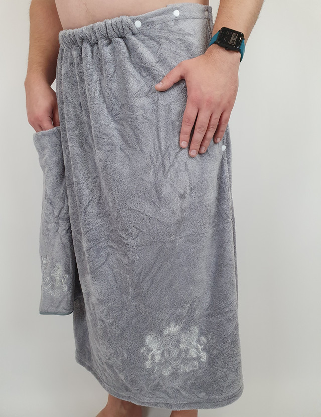 Купити Комплект подарунковий банний 2 в 1 кілт і рушник Набір для чоловічої сауни в сірому