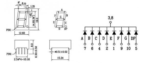 Купить Индикатор 1 разряд 0.56" красный, катод, черный фон 5161AS, цена ...