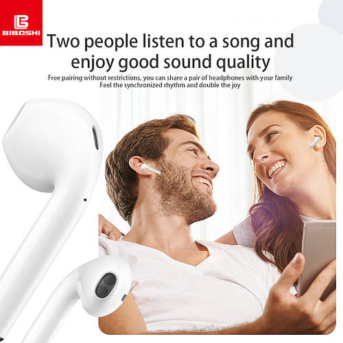 Бездротові навушники Biboshi B10 білі / вкладиші / bluetooth / 300 mAh ...