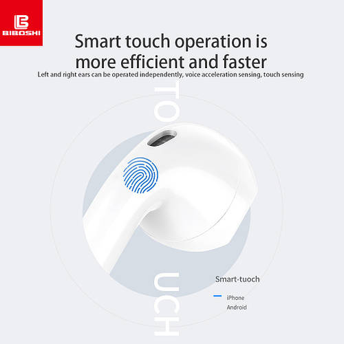Бездротові навушники Biboshi B10 білі / вкладиші / bluetooth / 300 mAh ...