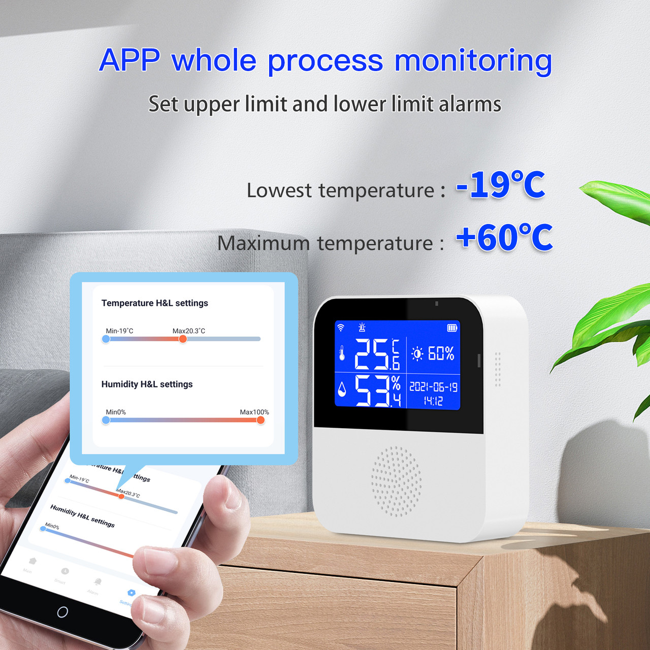 Wi-Fi датчик температуры и влажности Smart Life / Tuya Smart c дисплеем ...