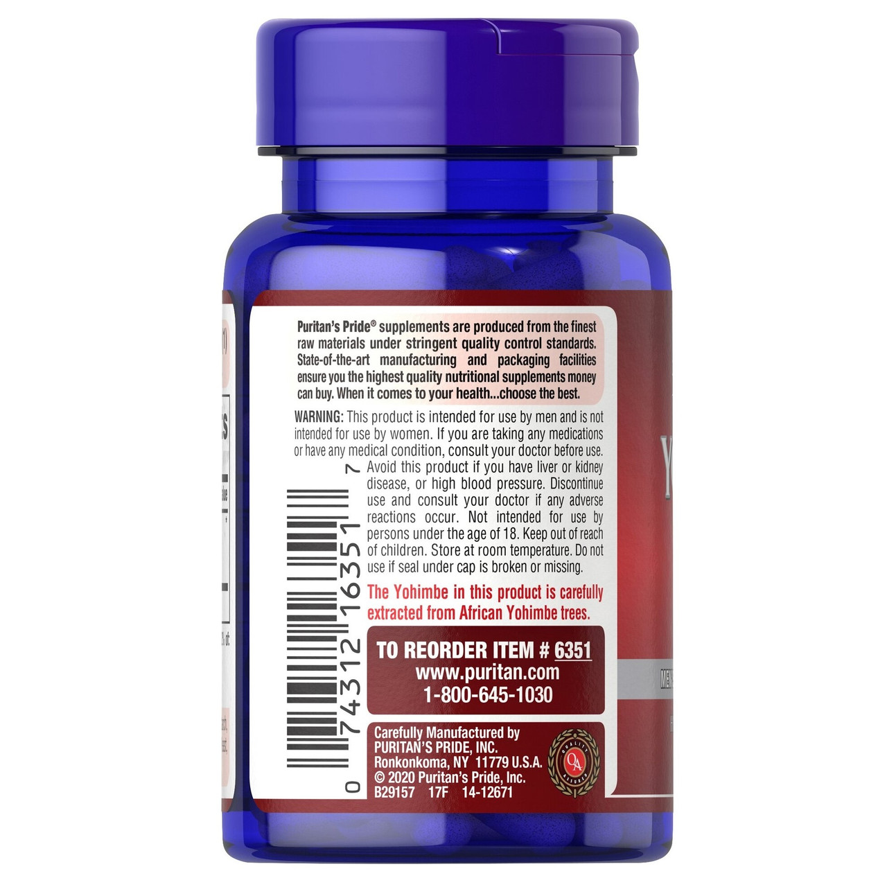 Бустер тестостерону Puritan's Pride YOHIMBE Extract Exotic Herb for Men ...