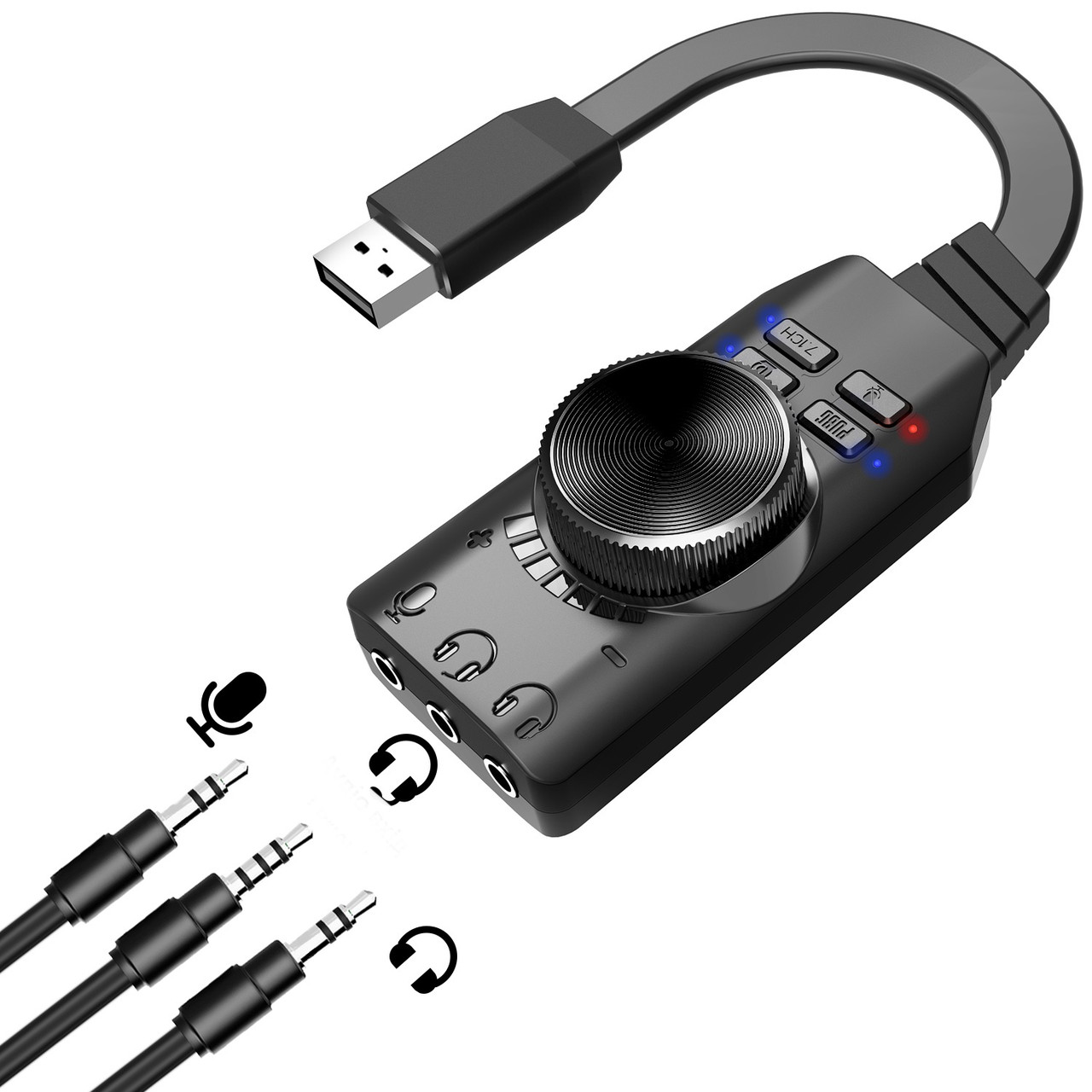 Внешняя звуковая карта USB 7.1 Channel адаптер 3.5mm для наушников и ...