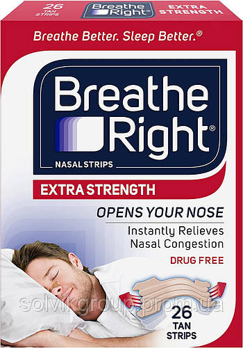 Носовые полоски от храпа Breathe Right Extra Strength Nasal Strips Tan ...