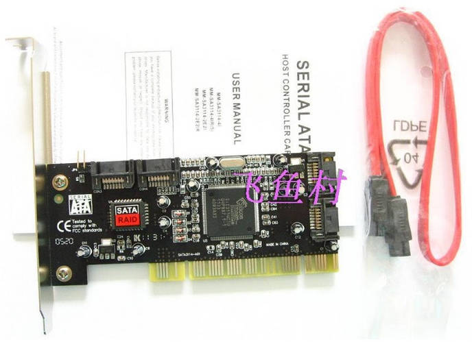 Контроллер PCI=>SATA 2.0, SIL3114, 1.5Gb/s, 4 порта внутренних, RAID, + кабель SATA, BOX, цена ...