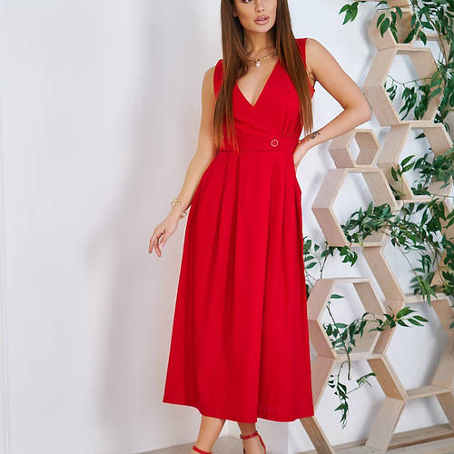 Купить S, M. Красное платье с декольте на запах, цена 709 грн — Prom.ua ...