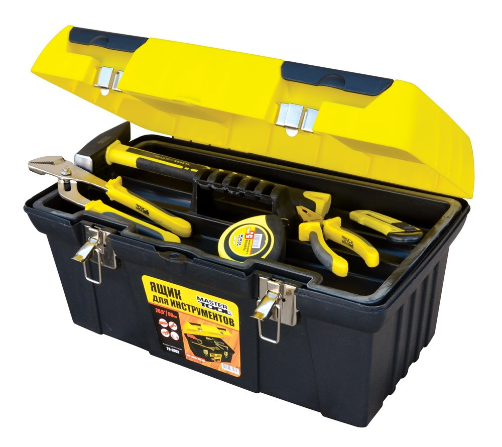 Ящик для инструментов MASTERTOOL с металлическими замками органайзеры 19" 485х275х250 мм 79-3052 ...