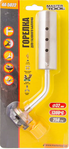 Горелка для газового баллона MASTERTOOL "Вега" вращение 360° Ø32 мм/1300°С удлиненное сопло 44 ...