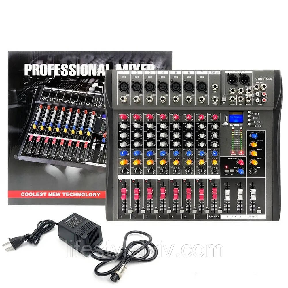 Мікшерний пульт Mixer MX-806BT, 8-канальний з Bluetooth / Стерео мікшер ...