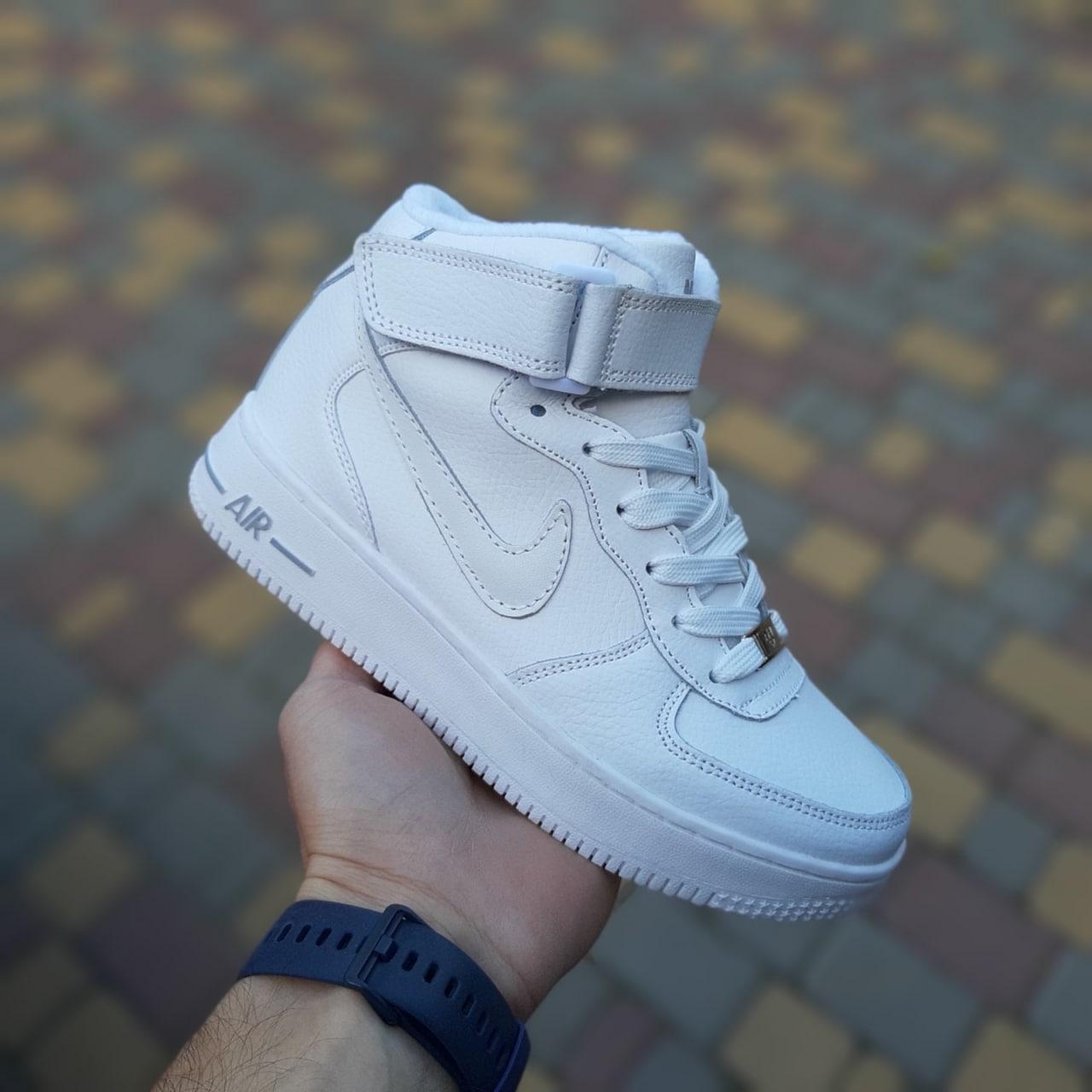 Кроссовки Женские Зимние Nike Air Force White Белые Высокие Найк ...