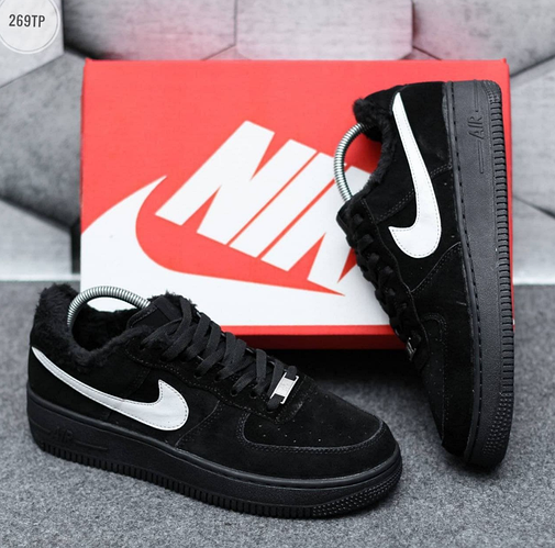 Купить Мужские зимние кроссовки Nike Air Force 1 black Обувь Найк Форс ...