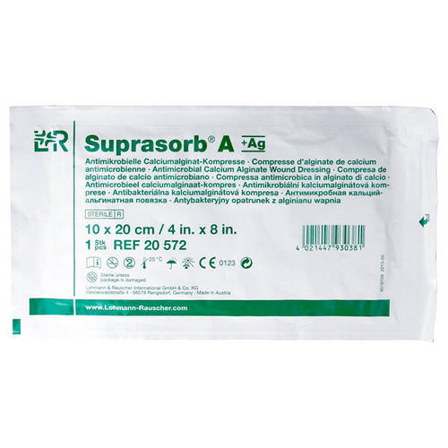 Купить Suprasorb A + Ag, 10 см х 20 см, пов'язка альгінат кальцію зі ...