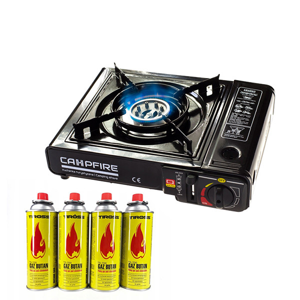 Плитка Газовая CAMPFIRE TAE041 с Переходником на Большой Баллон + 4 ...