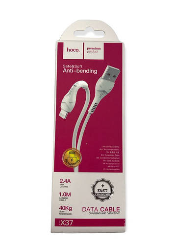 Кабель HOCO X37 Cool Power for Lightning 2,4A 1m. White, цена 53.95 грн ...