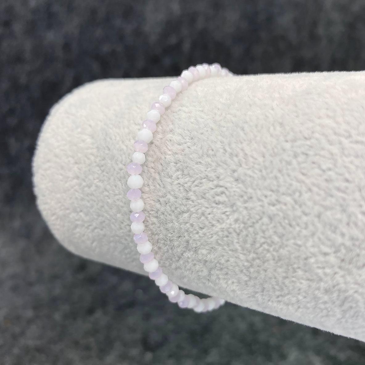 Купити Браслет чеський кришталь Білий та Рожевий на магнітному замочці 3мм L 19см ціна 100