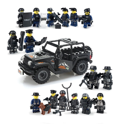 Купить Фигурки человечки военные спецназ Swat солдаты полиция оружие машина джип цена 774