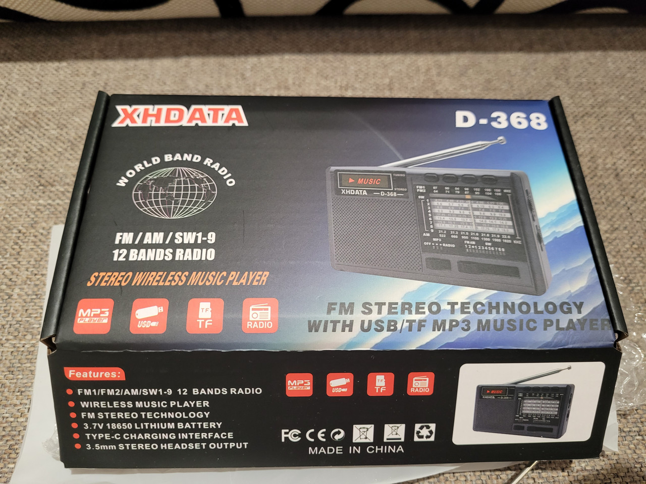 Радиоприемник Xhdata D368 FM/AM/SW MP3, Bluetooth, DSP чип, есть УКВ диапазон 64-108 МГЦ ...