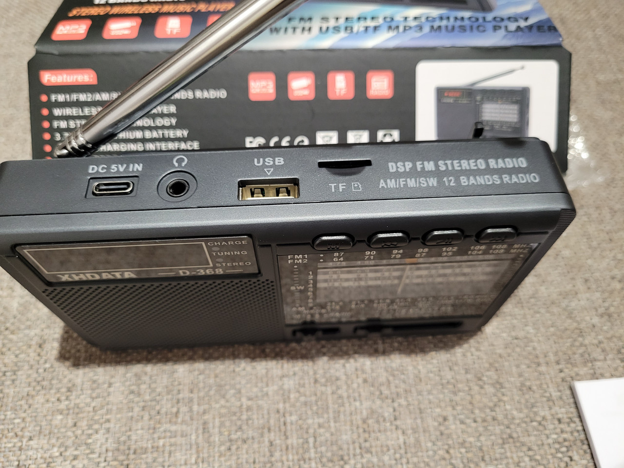 Радиоприемник Xhdata D368 FM/AM/SW MP3, Bluetooth, DSP чип, есть УКВ ...