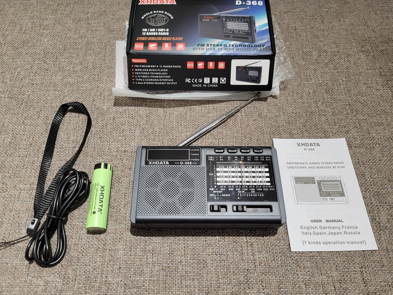 Радиоприемник Xhdata D368 FM/AM/SW MP3, Bluetooth, DSP чип, есть УКВ ...