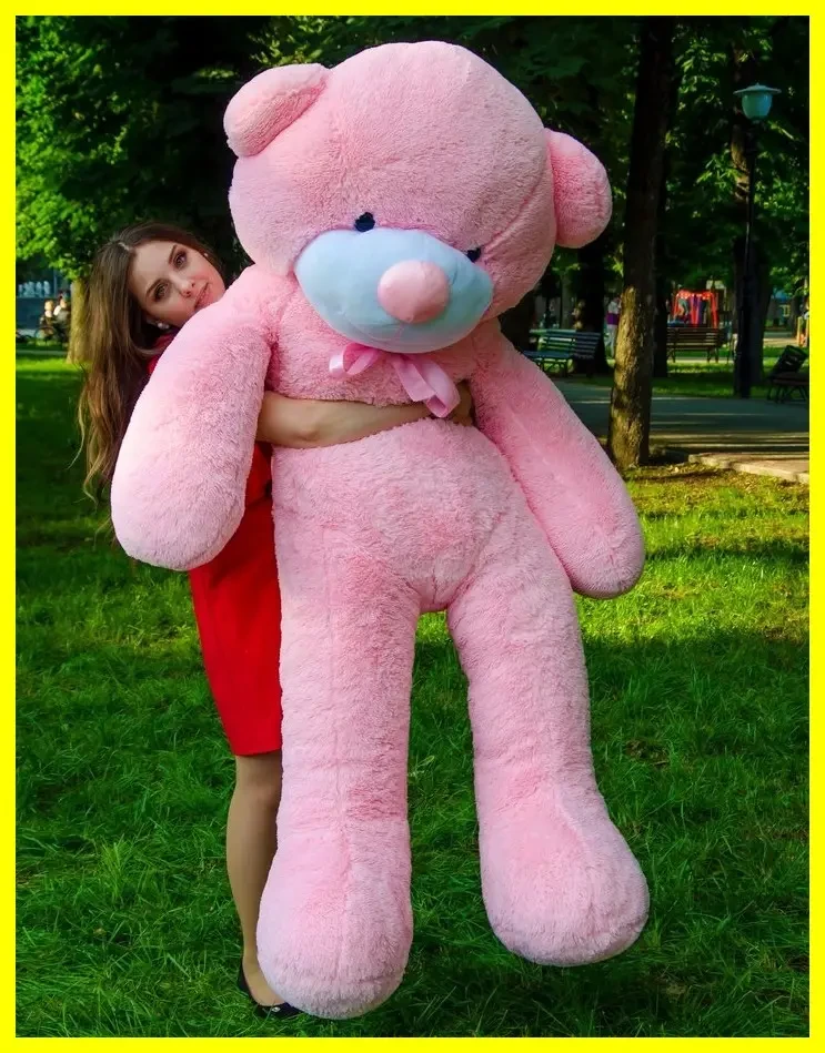 Купить Большой плюшевый мягкий мишка 2 метра, розовый пушистый медведь ...