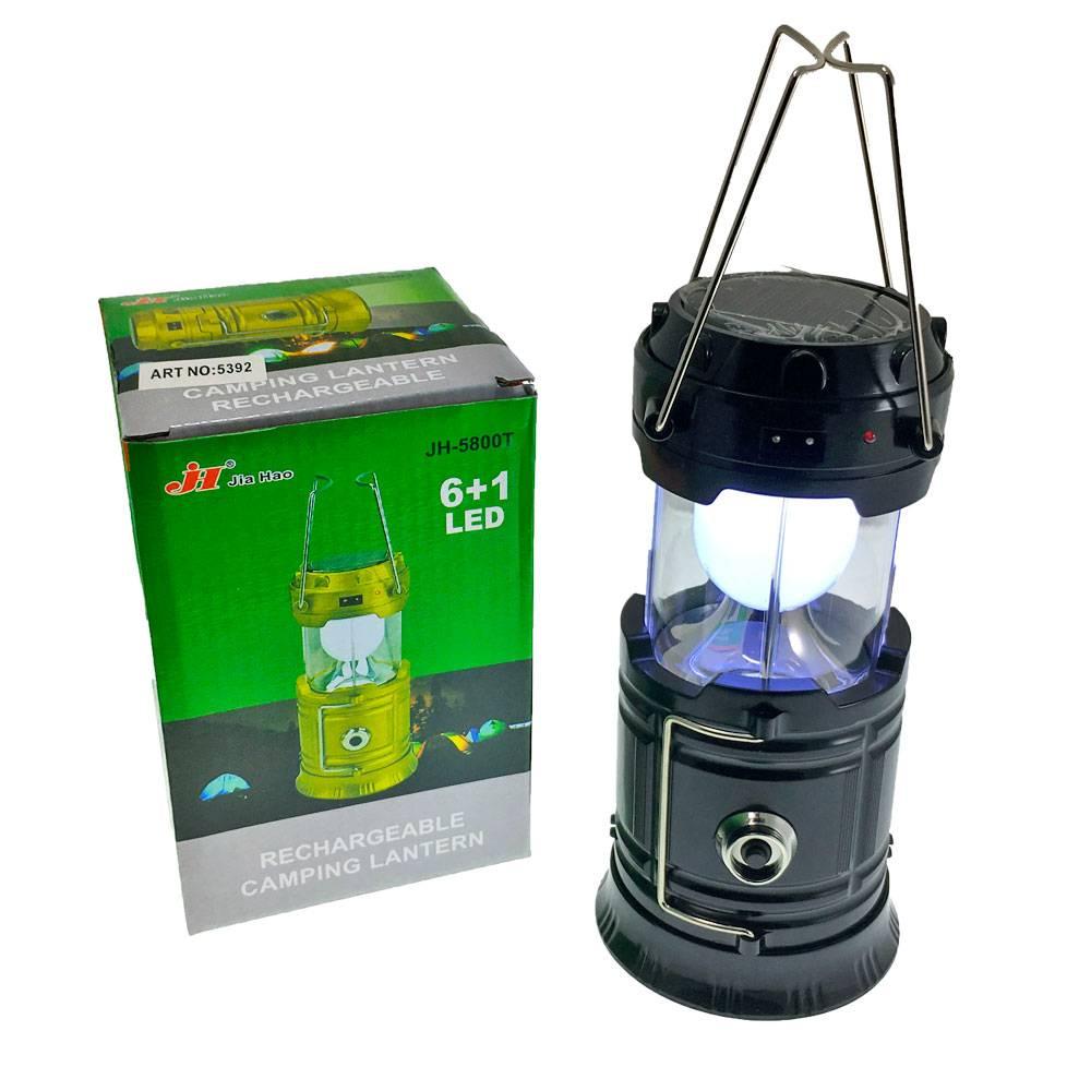 Кемпинговая LED Лампа 5800T Фонарик с Солнечной Панелью Черный Топ ...