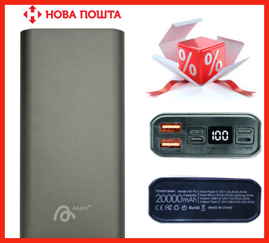 Повербанк 20000 mAh power bank зі швидкою зарядкою павербанк для ...