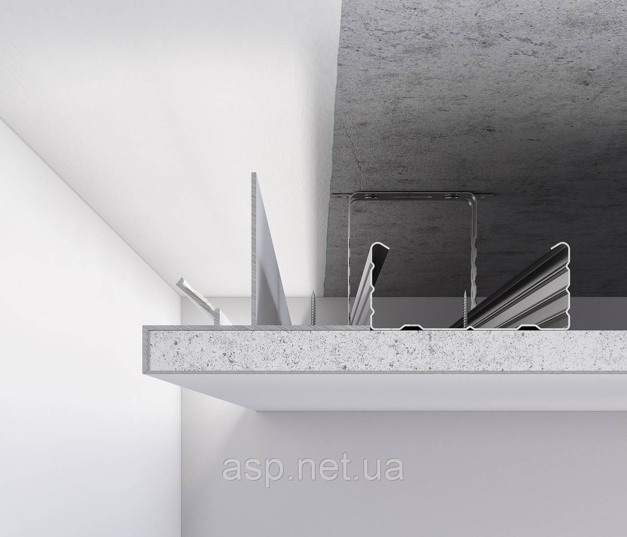 Профіль світлотіньового шва від 50 мм для Led підсвічування С 1 білий продаж ціна у Дніпрі