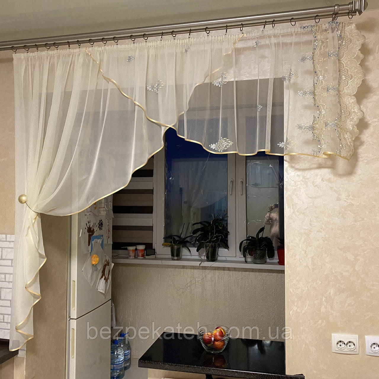 Стильная Тюль для Кухни. Готовая Занавеска в Кухню. Штора. Арка ...