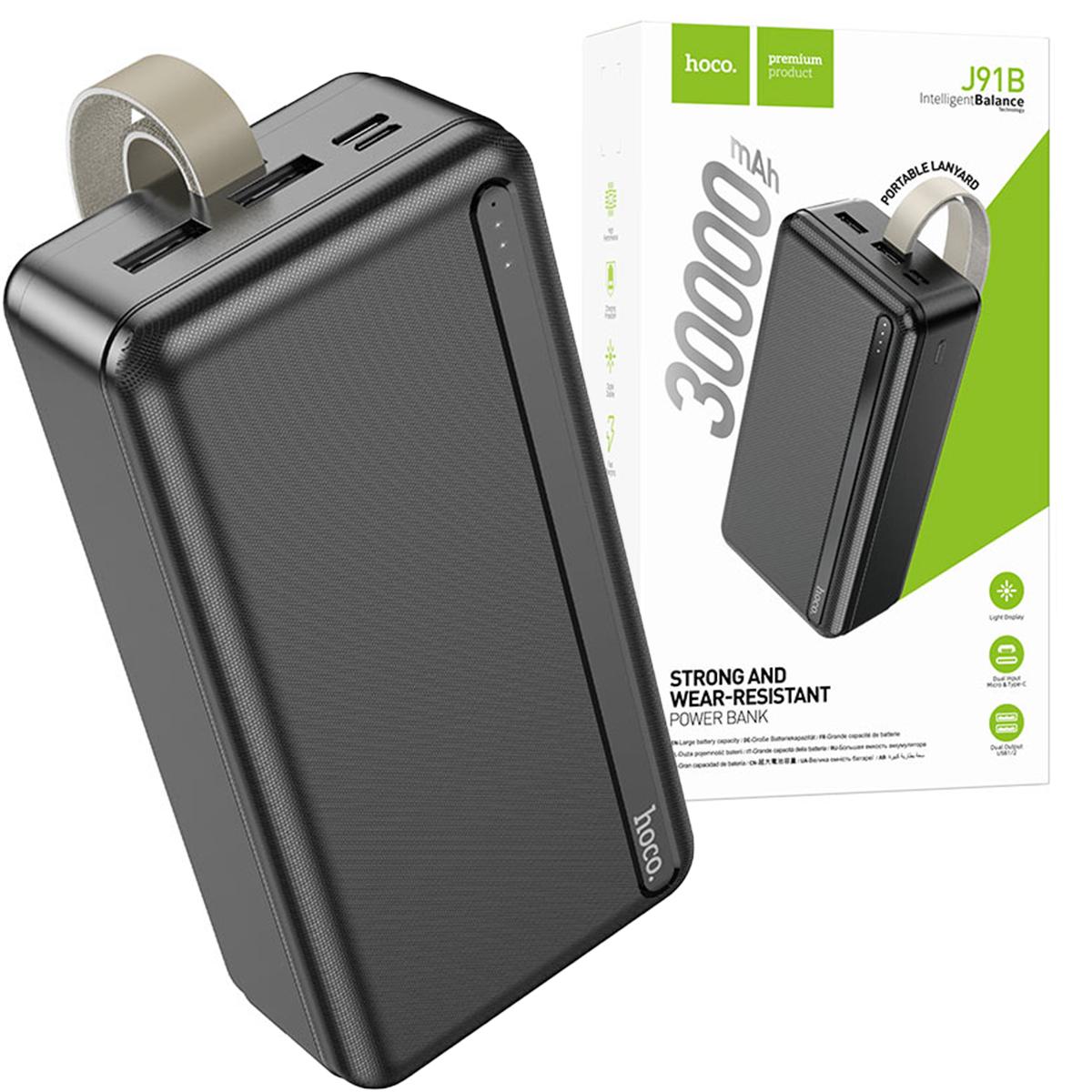 Повербанк 30000mAh HOCO J91B Power Bank 2xUSB 30000 мАч 2.1A Black (ID ...