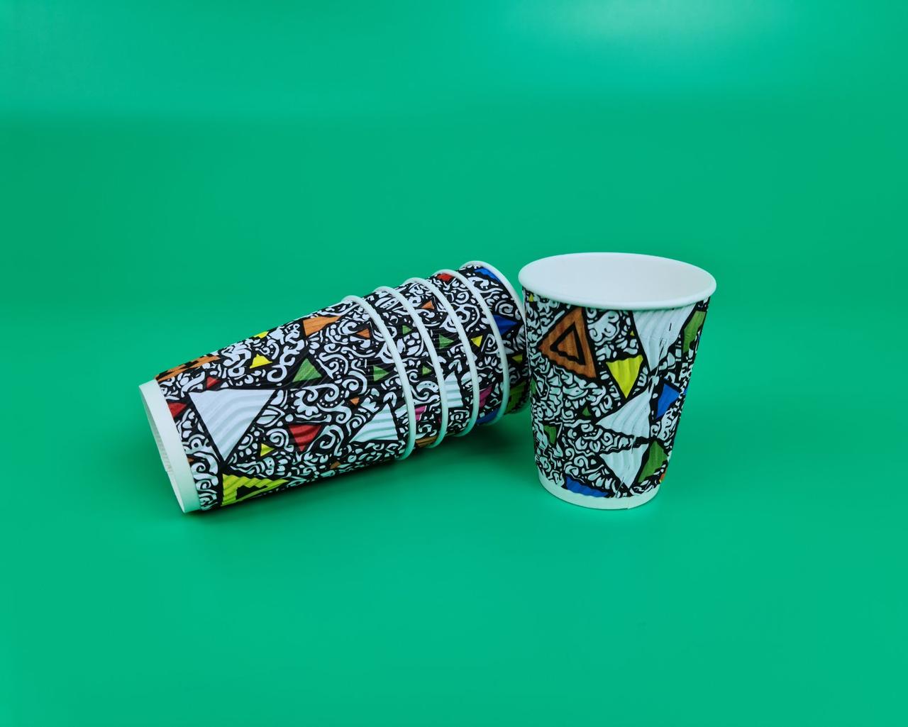 Стакан Бумажный для Кофе и Чая 250мл "Гофра" "Авангард" (20 Шт ...