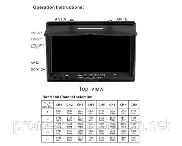 Купить Монитор FPV 7" LCD5802D с DVR и 40ch приемником 5.8ГГц, цена ...