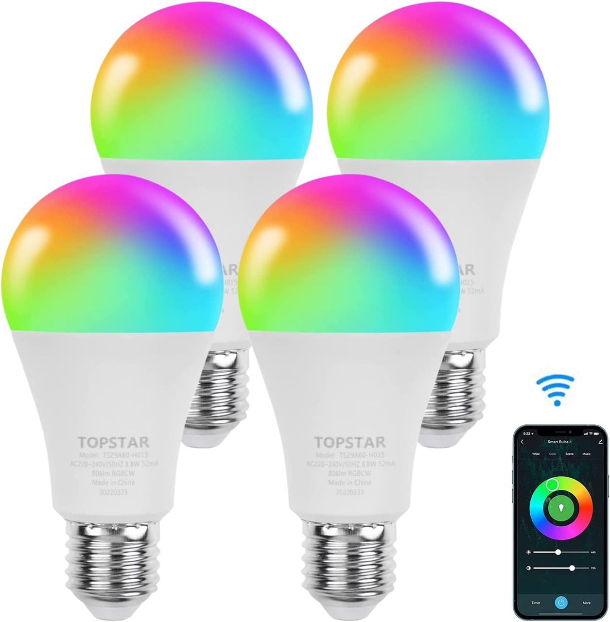 Alexa Light Bulb Smart LED Lamp E27, Світлодіодна Лампа Topstar WLAN ...