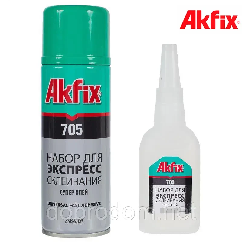 Двухкомпонентный супер клей с активатором Akfix 705 50 гр. + 200 мл ...