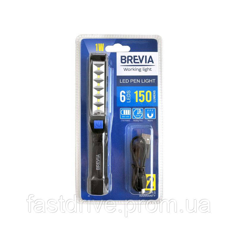 Фонарь Ручной Светодиодный с Магнитом Brevia LED Pen Light 6SMD 1W LED ...