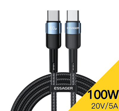 Essager PD 100W 7A кабель USB Type C с дисплеем, провод для быстрой ...