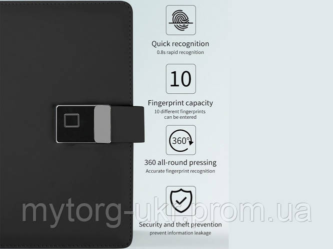 Смарт блокнот з відбитком пальця шкіряний Lockbook з ручкою FL Чорний (ID#1711414236), ціна ...