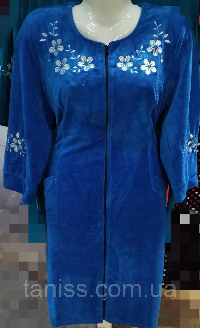 Купить Женский велюровый халат, на молнии, с пояском, большого размера ...