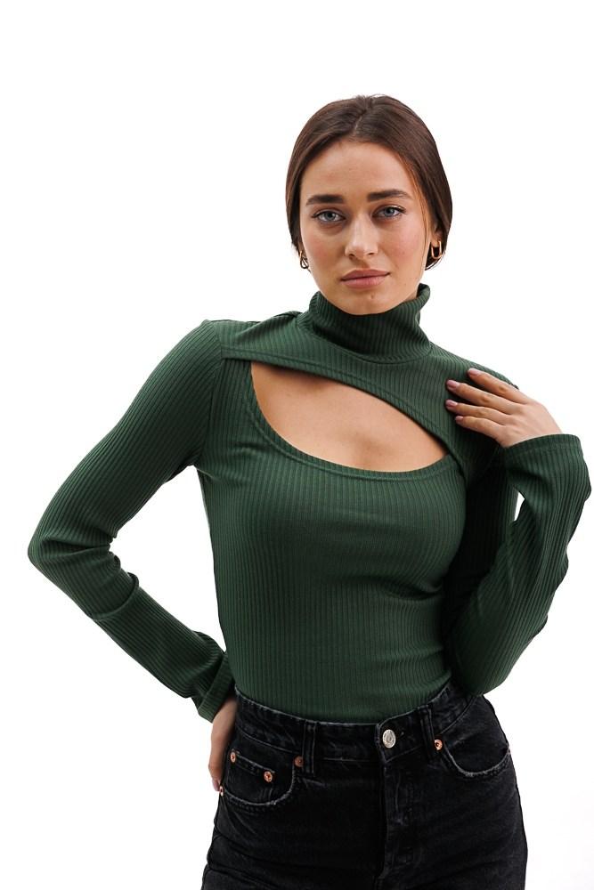 Купити Жіночий гольф у рубчик під горло з вирізом краплі на грудях ціна 466 65 ₴ Prom Ua Id