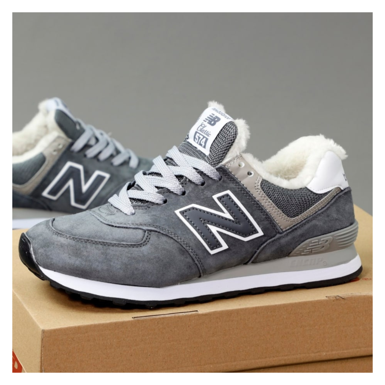 Кроссовки Зимние Мужские и Женские New Balance 574 Gray с Мехом / Нью ...