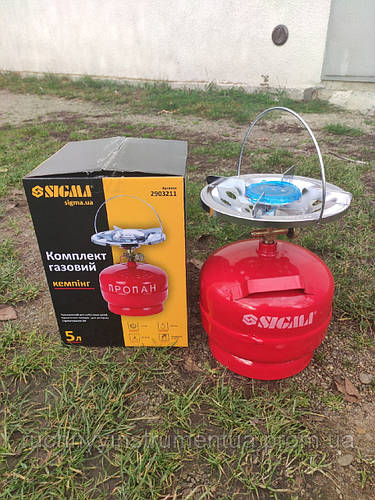Газовий балон з пальником, кемпінг Sigma 5л (2903211) (порожній, без ...