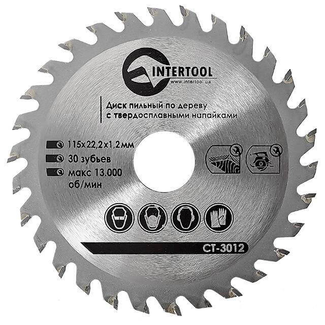 Диск Пильний По Деревині Із Твердосплавними Напайками 115x22x1.4 Мм , 30 Зубів INTERTOOL CT-3012 ...