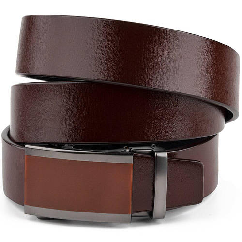 Ремень мужской с коричневой вставкой на пряжке Vintage 20286 Коричневый ...