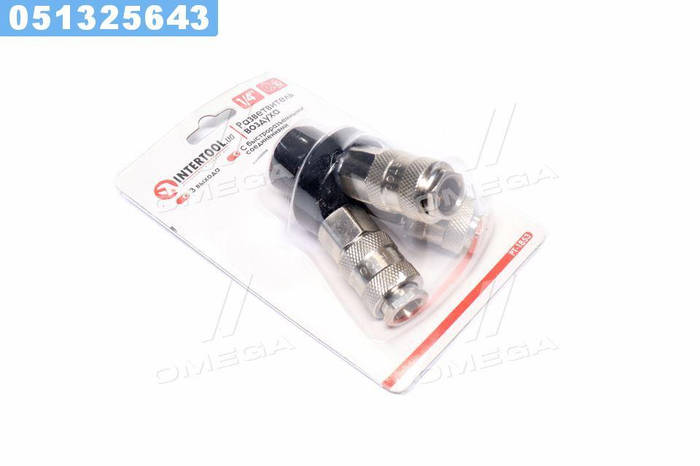 Разветвитель воздуха 1/4" на 3 выхода, W-образный, с быстроразъем соединениями, 10bar(INTERTOOL ...