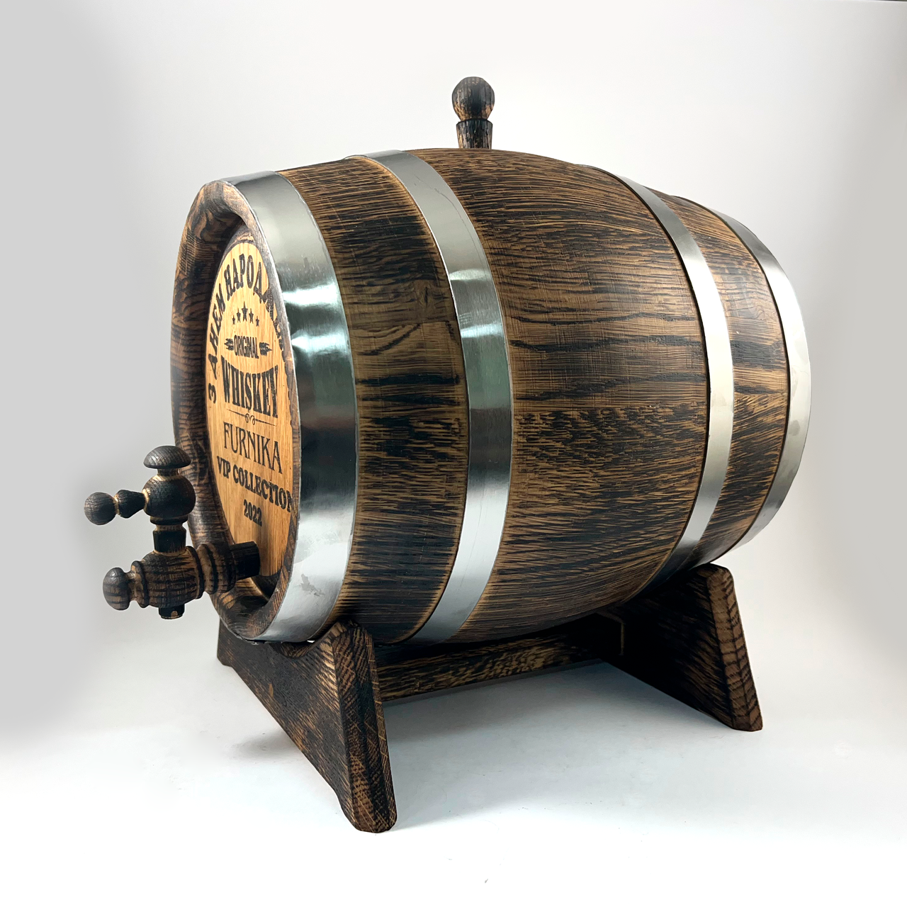 Бочка дубова 5л для коньяку, вина +ГРАВІРУВАННЯ (від 200грн), обручі нержавіюча сталь: продаж ...