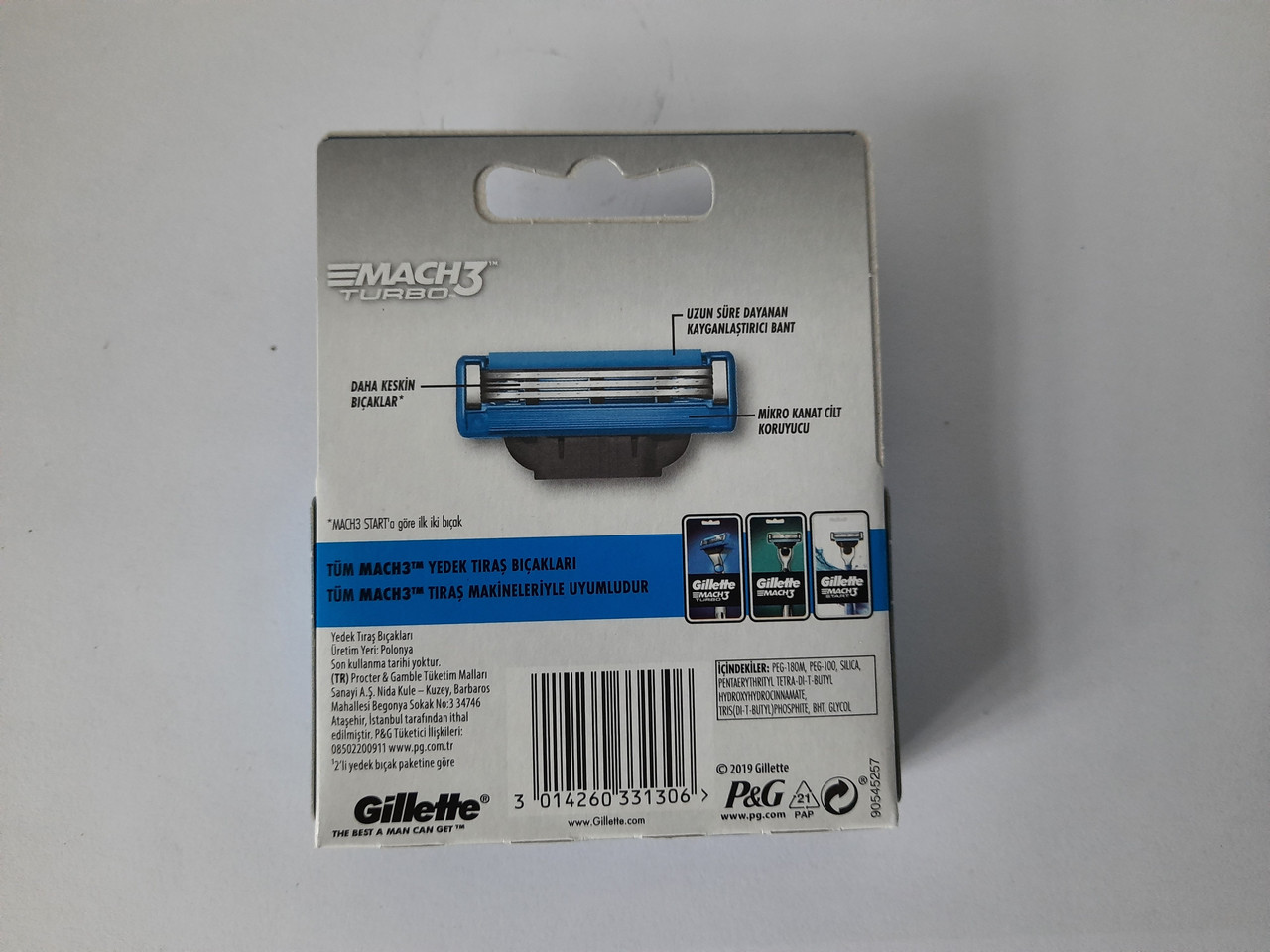 Касети для гоління чоловічі Gillette Mach3 Turbo 4 шт (Жилет Мак 3 ...