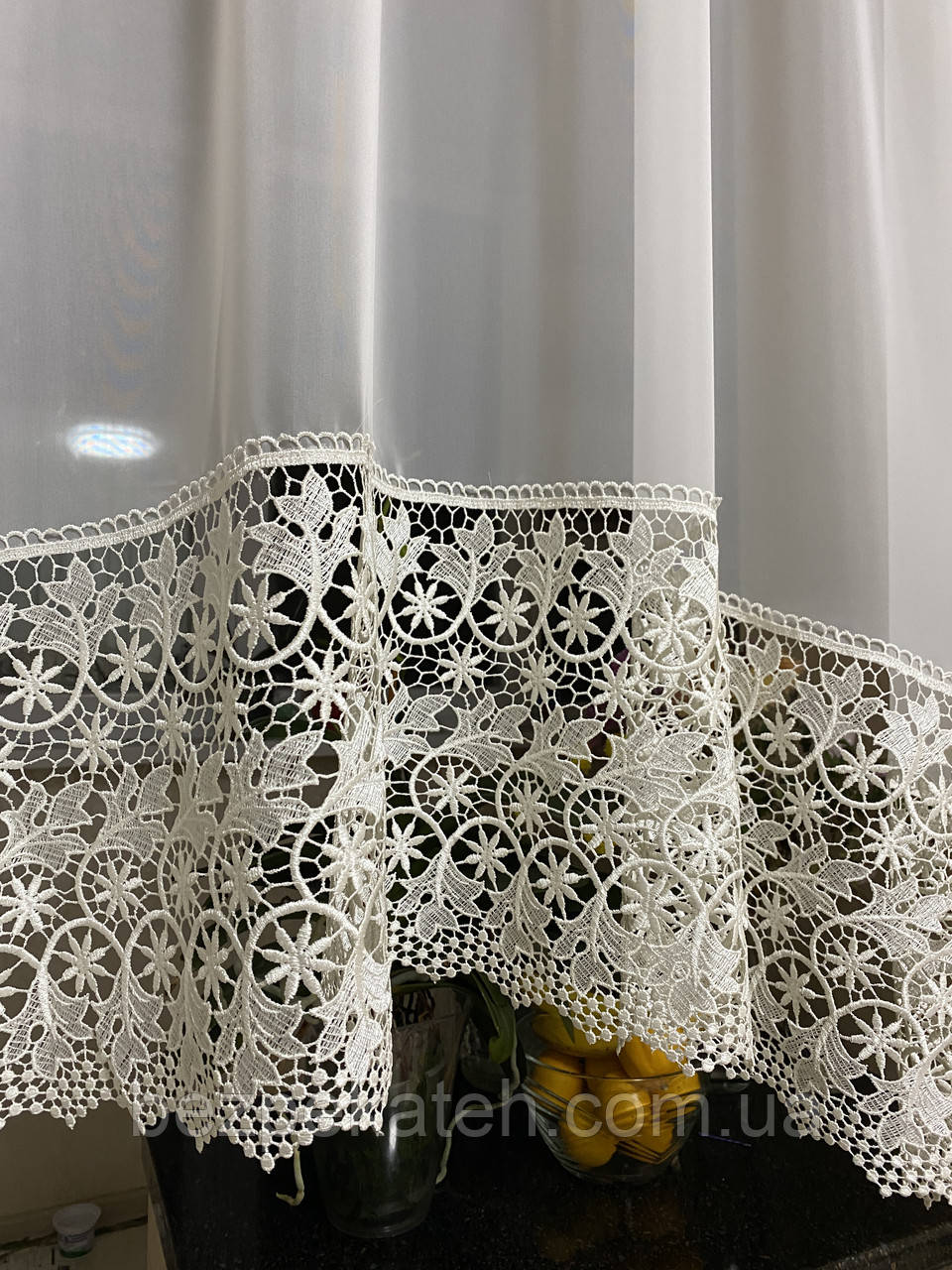 Тюль арка для кухні Красива тюль у кухню Коротка тюль для кухні Готова тюль на кухню Кухонна