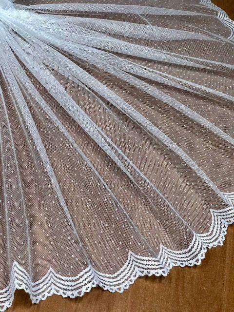 Ніжний Тюль Жаккард З Ажурним Низом Тканина для Тюля Жаккард Білий І Молочний Колір — Купити