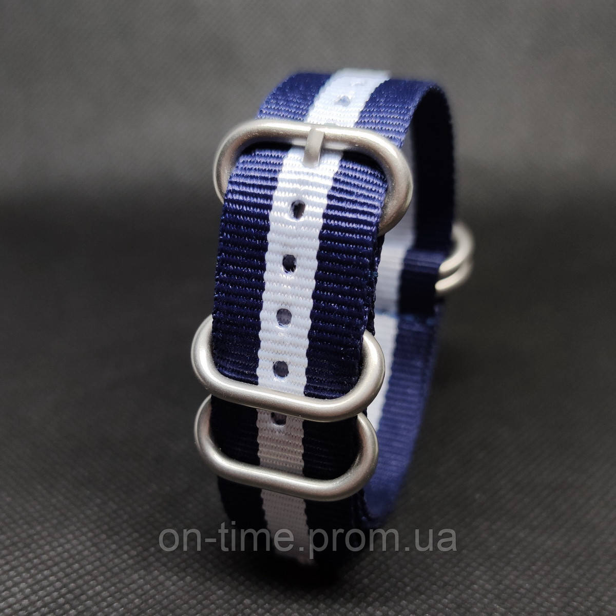 18 20 22 24 Мм Nato Zulu Deep Blue + White Синий с Белой Полосой ...