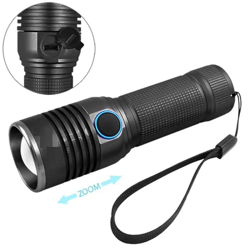 Ліхтар компактний Police/Bailong BL-842-T6, знімний акумулятор 14500, microUSB, zoom, чорний ...