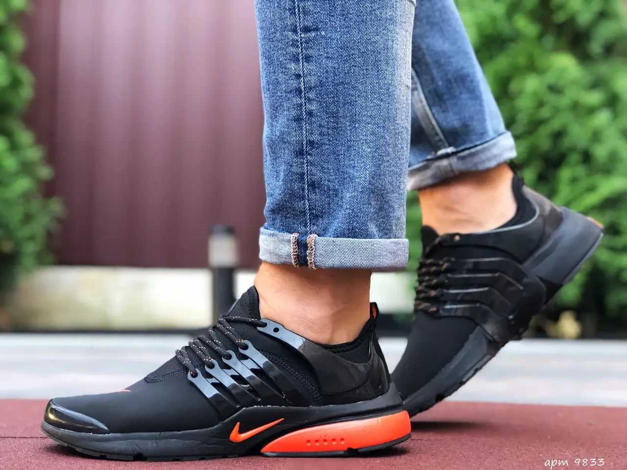 Мужские кроссовки Nike Найк Air Presto, нубук, черные с оранжевым. 46 ...